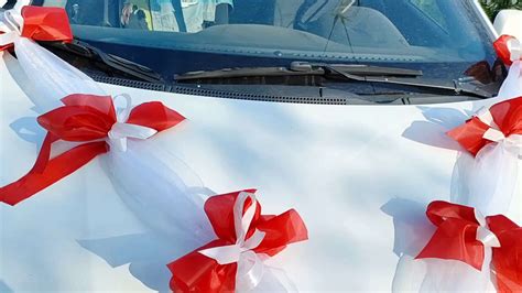 Свадебная лента на машину+банты на ручки-4шт (Крепления в комплекте ...