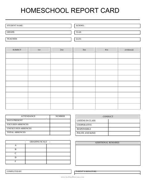 Homeschool Report Card Template Spark Premium Template Template