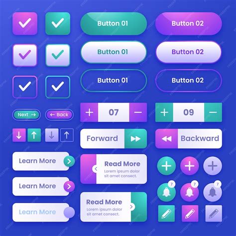 Premium Vector Gradient Colorful Web Button Set