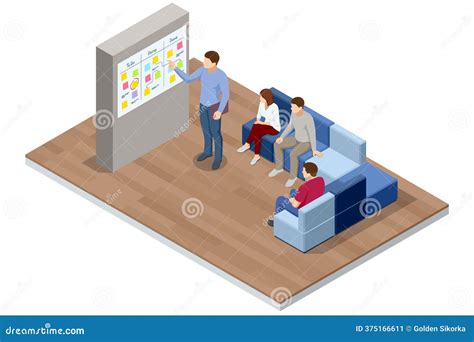 Kanban Isometric 3d Vector Text Illustration Of Agile Kanban Board