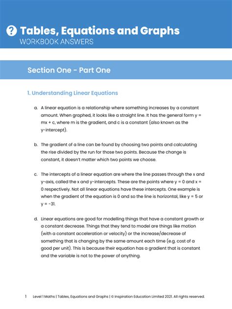 L1 Tables Answbk 0222 Pdf Quadratic Equation Mathematics