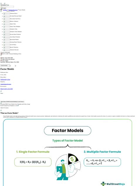 Factor Models What Are They Types Examples Advantages Pdf