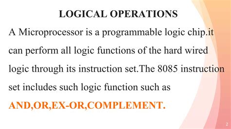Logical Operations In 8085 Microprocessor Pptx Data Storage And Warehousing Computing
