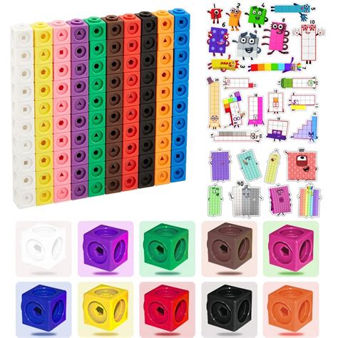 100pcs Numberblocks Multilink Linking Counting Cubes Snap Blocks Teaching Mathematics Toys ...