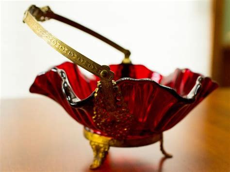 Elegant Ruby Red Candy Dish Perfect For Weddings