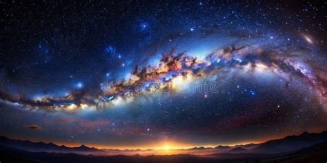 Galactic Winds And Stars In The Night Sky Generative Ai Stock