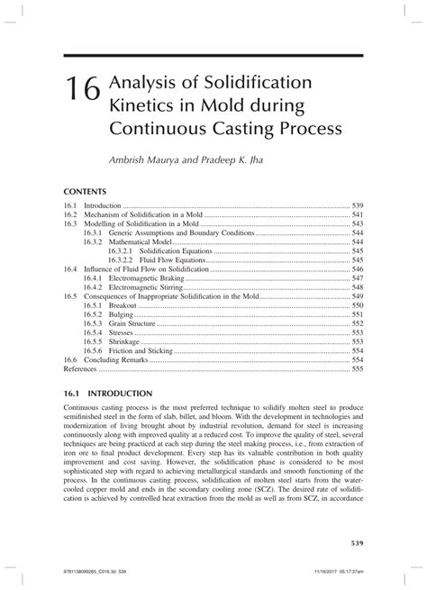 Pdf Analysis Of Solidification Kinetics In Mold During Continuous Casting Process