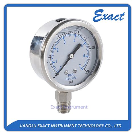 En837 1 316l Stainless Steel Manometer Liquid Filled Pressure Gauge