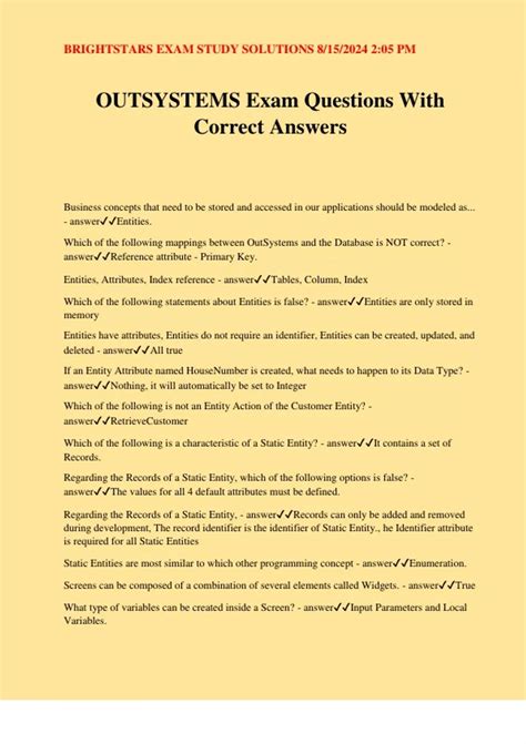 outsystems exam questions with correct answers outsystems stuvia us