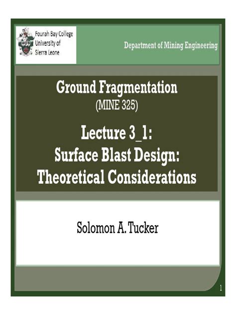 Mine 325 Lecture 31 Blast Design Theoretical Considerations Pdf Mathematical Optimization