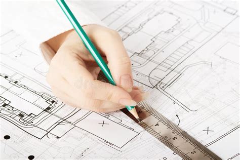 Architect Design Working Drawing Sketch Plans Blueprints And Making Architectural Construction