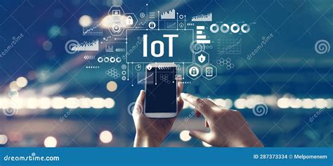 IoT Theme With Person Using Smartphone Stock Photo Image Of Business Computing 287373334