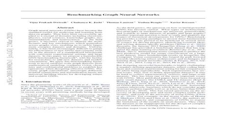 benchmarking graph neural networks arxiv · benchmarking graph neural