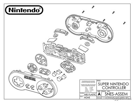 Exploded Snes Controller Schematic By Tigglebitties Redbubble