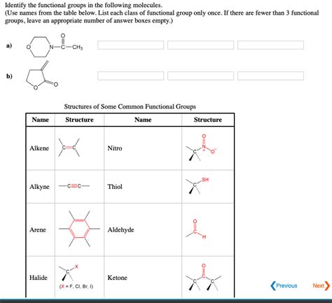 Solved Identify The Functional Groups In The Following