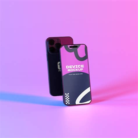 Premium Psd Device Mockup With Multichromatic Color Background