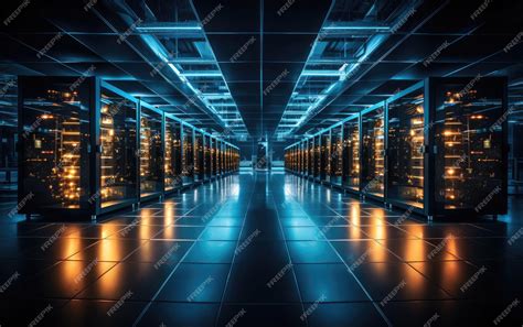 Premium Ai Image Ultra Modern Data Center Featuring Server Arrays