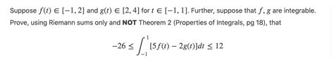 Solved Suppose F T 1 2 And G T E 2 4 For T E 1 Chegg Com