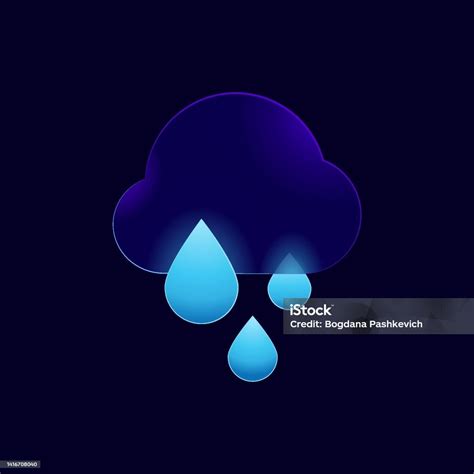 벡터 아이콘 비 유리 효과와 큰 빗방울이있는 반쯤 투명한 구름 비오는 날씨 기상학 및 일기 예보를위한 현대 삽화 Gui 위젯에 대한 스톡 벡터 아트 및 기타 이미지 Istock