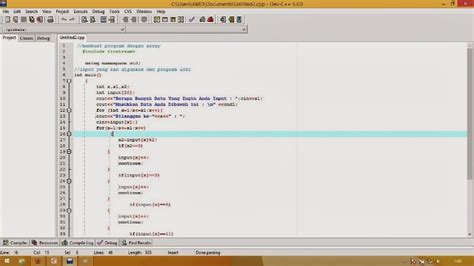 tutorial membuat program dengan dev c belajar array dan if ~ indoxpres