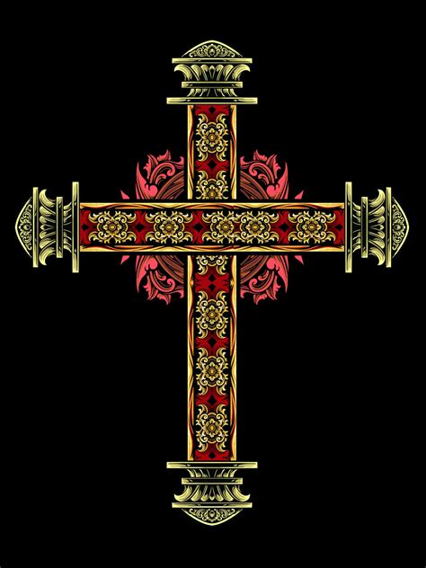 Christian Cross Vector Design With Fancy Ornament 21925475 Vector Art At Vecteezy