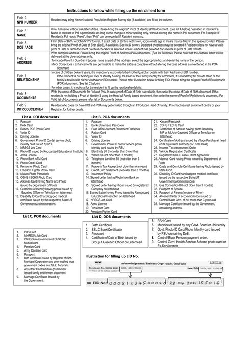 Aadhaar Enrolment Correction Form Version Pdf
