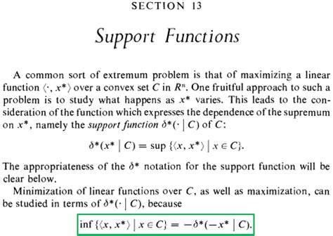 Optimization Minimization Of A Linear Functional Over A Set By Support Function Mathematics