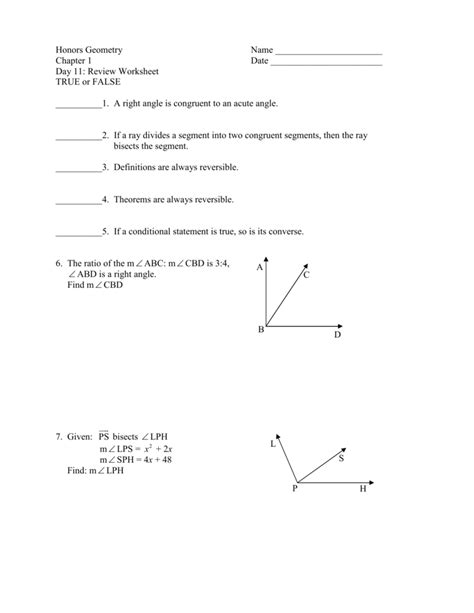 Honors Geometry Name Chapter 1 Date Day 11