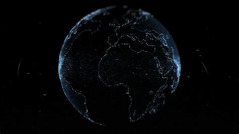 loopable 3d animation of hologram of planet earth rotating in dark digital space stock video