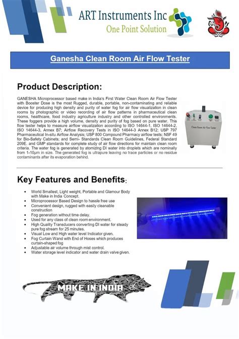 Art Stainless Steel Clean Room Air Flow Tester Water Fogger For Independent Filter Certifiers