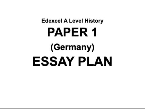 Edexcel A Level History Essay Plan 3 Women In Weimar Teaching Resources
