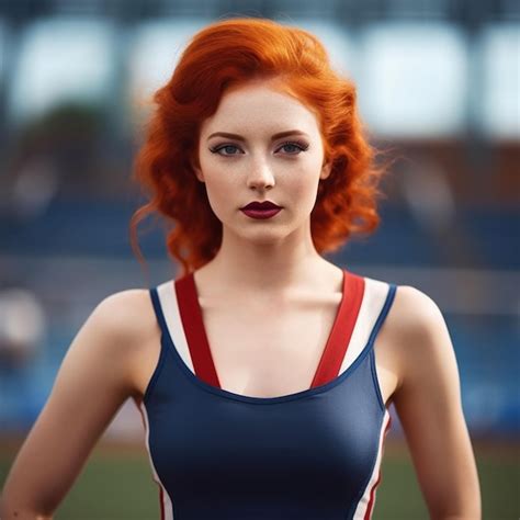 Premium Ai Image Photo Closeup Portrait Of Curly Redhead Woman With Blue Eyes