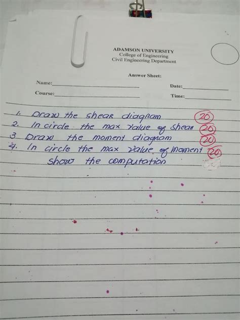 Solved Civil Engineering Department Answer Sheet Name Da Chegg Com