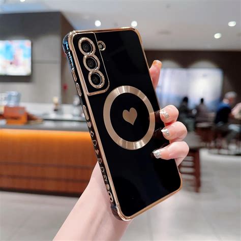 UEEBAI Magnetic Case For Samsung Galaxy S20 FE 5G Cute Plating Love Hearts Pattern Case