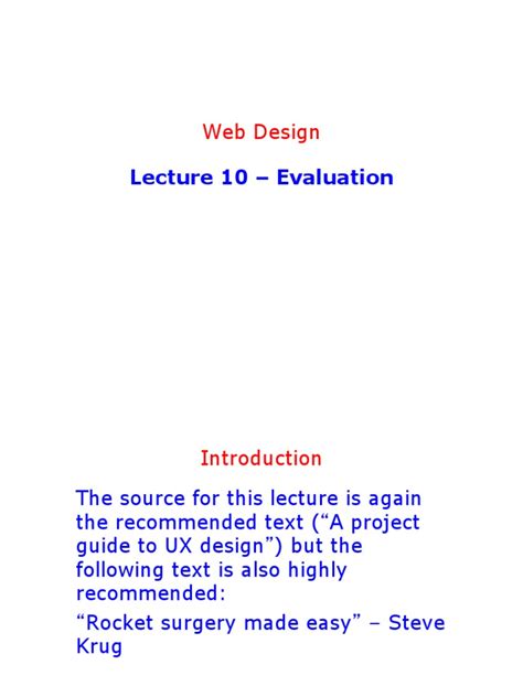 Lecture 10 Evaluation Pdf Usability Cognition