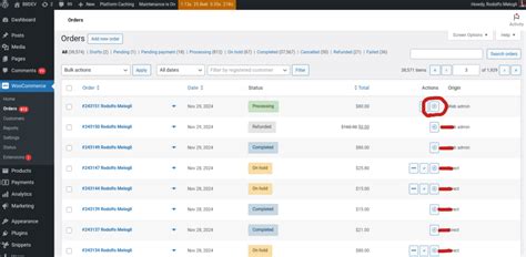 Woocommerce Duplicate Order Wordpress Dashboard