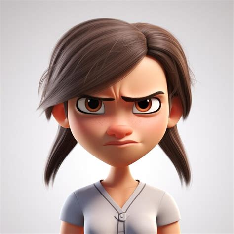 Closeup Portrait Sister With Anger Expression Isolated On White