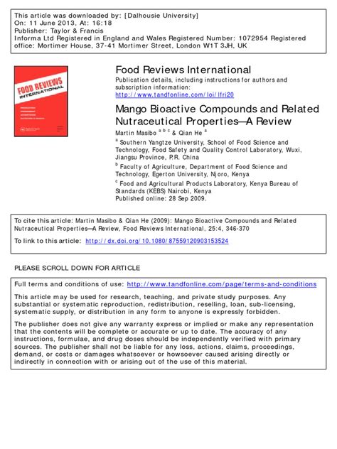 Mango Bioactive Compounds And Related Nutraceutical Prop Review Pdf Mango Polyphenol