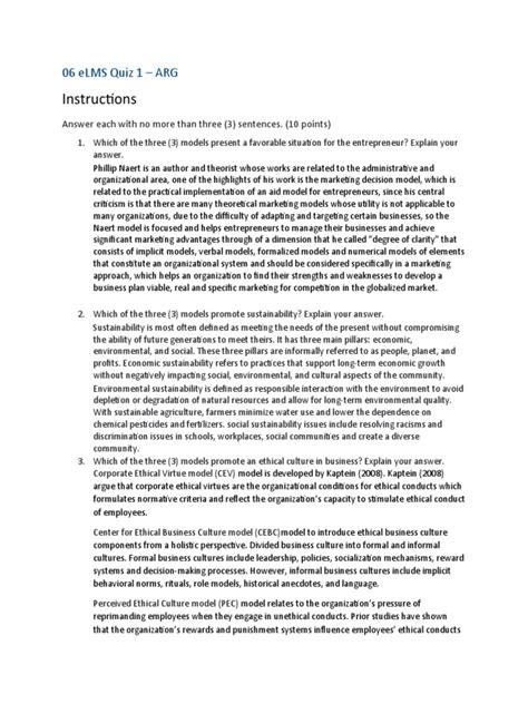 06 elms quiz 1 arg pdf organizational culture sustainability