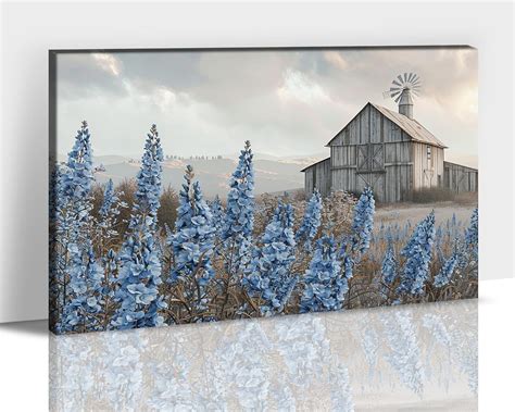 Farmhouse Old Truck Wall Art Home Farmhouse Decor Blue Truck Canvas