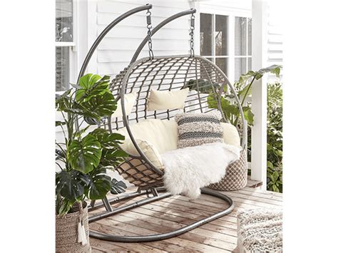 Подвійне крісло підвісне з ротангу