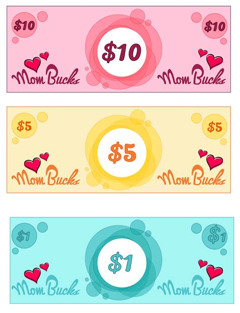 Mom Bucks Printable