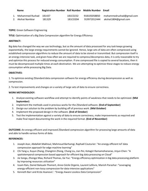 Big Data Compression Optimization For Energy Efficiency