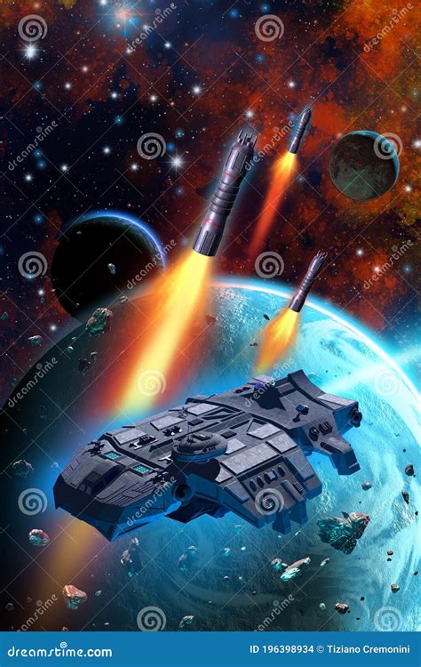 Spaceship Orbiting Around A Planet In Another Galaxy Exoplanets And