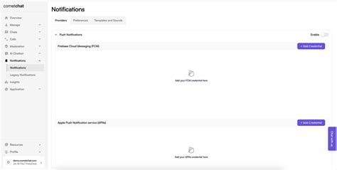 integration push notifications notifications cometchat docs