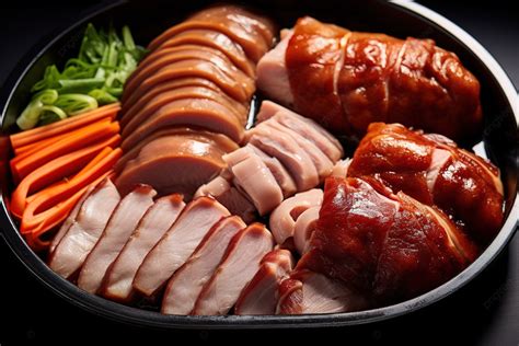 쟁반에 얇게 썬 돼지고기 닭고기와 해산물 높은 해상도 돼지 고기 배달 음식 배경 일러스트 및 사진 무료 다운로드 Pngtree