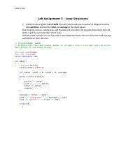 Lab5B Docx COSC 1436 Lab Assignment 5 Loop Structures 2 Create A New Program Called Lab5B