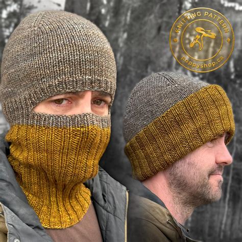 Convertible Knit Balaclava Hat Pattern 2 In 1 Beanie Ski Mask Pdf