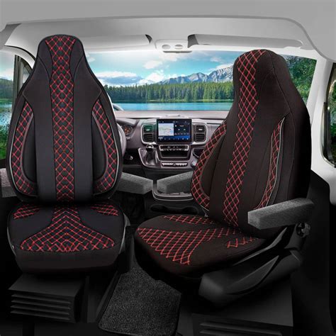 Wohnmobil Sitzbezüge Citroën Camper Schwarz Rot