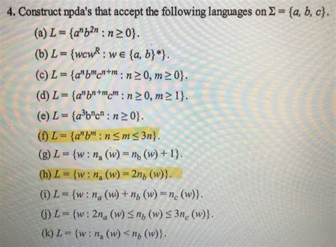 solved 4 construct npda s that accept the following